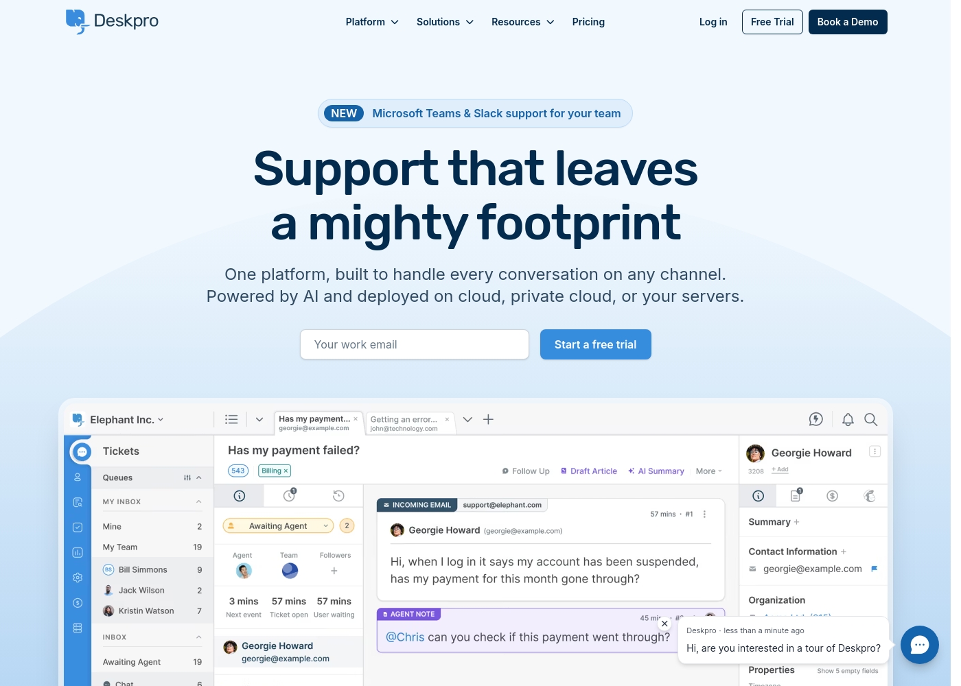 Deskpro 리뷰, 가격, 기능, 장단점